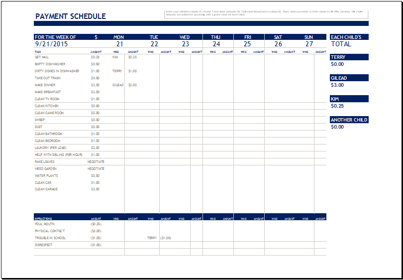 Payment Schedule Template Template Business Payment Schedule Template Template Business