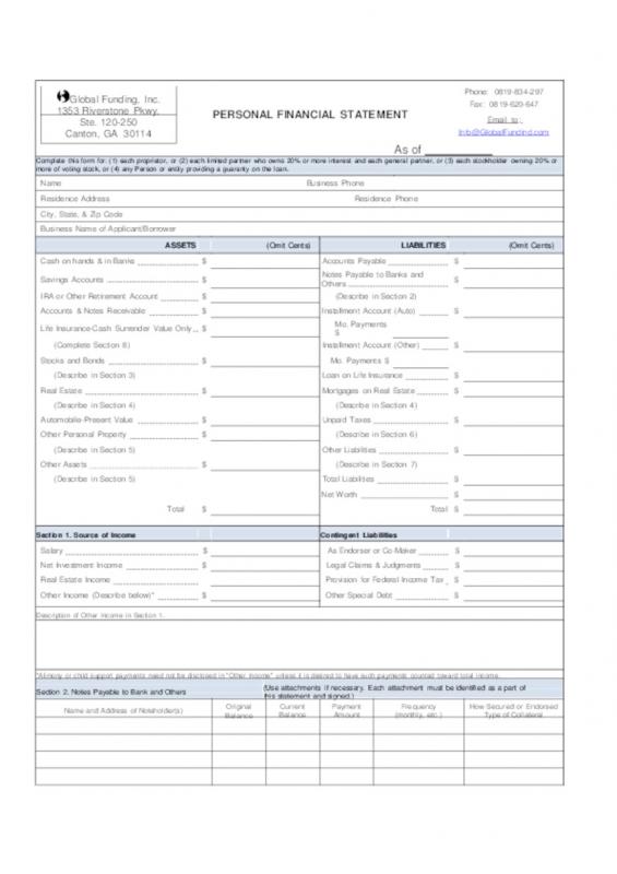 Personal Balance Sheet Template Template Business