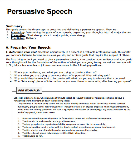 Persuasive Speech Example Template Business Persuasive Speech Example Template Business