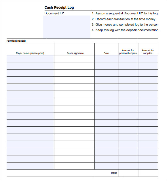 Printable Cash Receipt Template Business