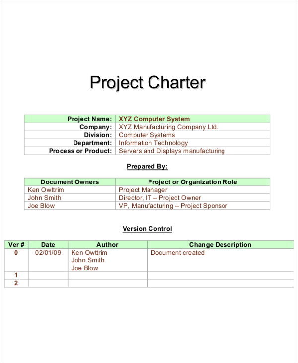 Project Charter Example Template Business Project Charter Example Template Business