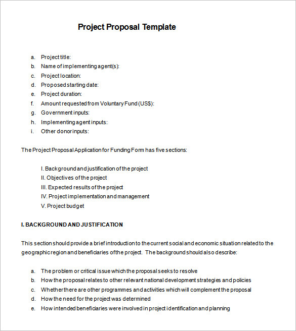 Project Proposal Format Template Business