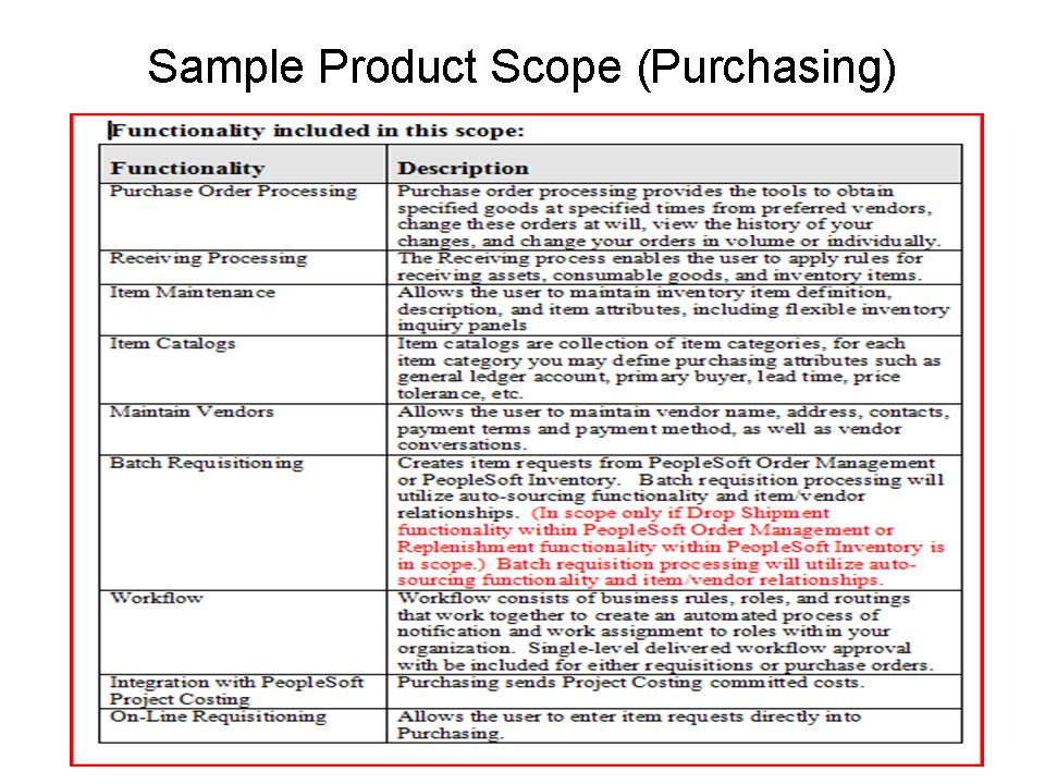 Project Scope Example Template Business