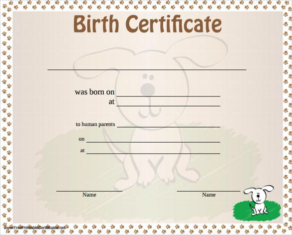 Puppy Birth Certificates Template Business