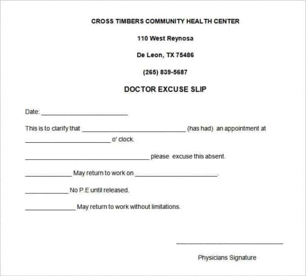 Return To Work Doctors Note Template Template Business