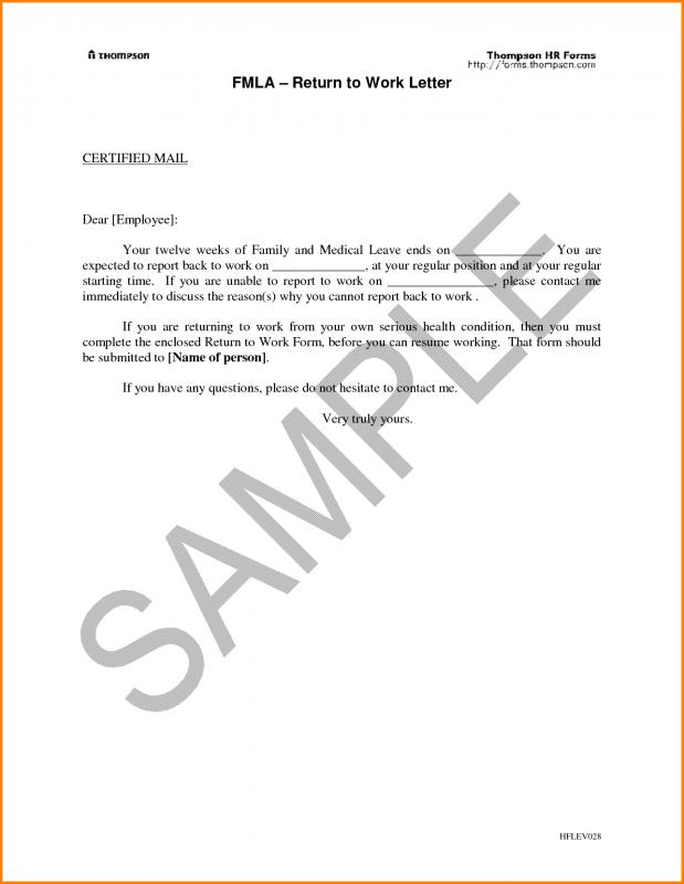 Return To Work With Restrictions Letter Template Business