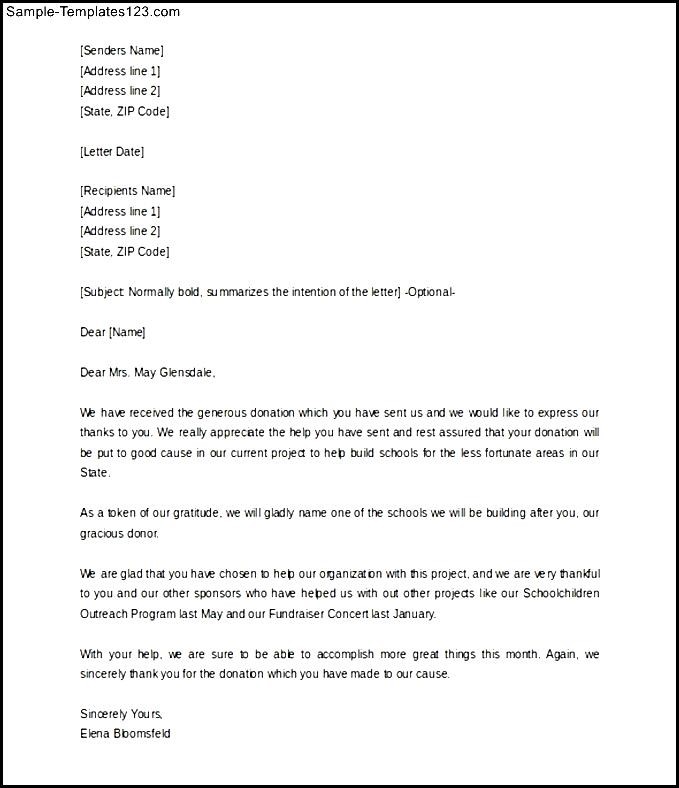 Sample Donation Letter In Memory Of Someone Template Business