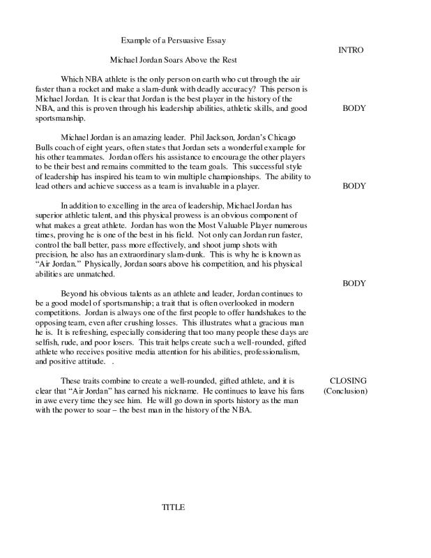 Sample Persuasive Essay Template Business