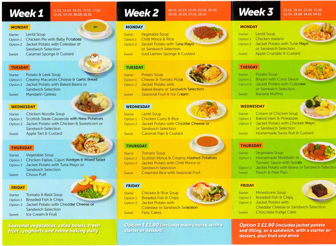 School Lunch Menu Template Business
