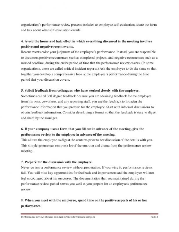 Self Performance Review Goals Examples Template Business