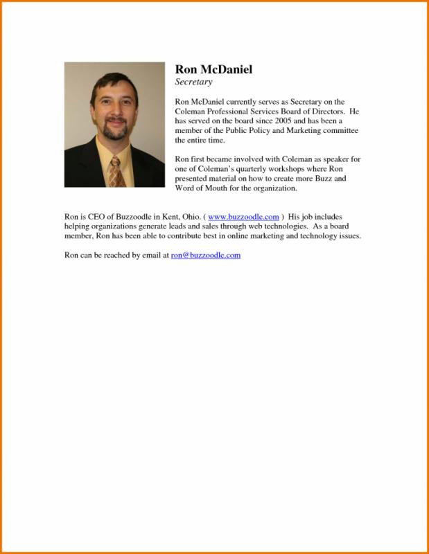 Short Biography Templates Template Business