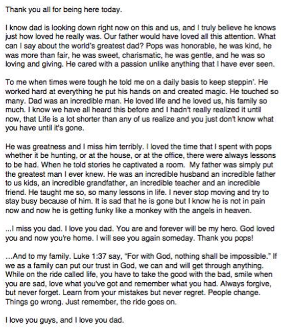 Short Eulogy Examples Template Business Short Eulogy Examples Template Business