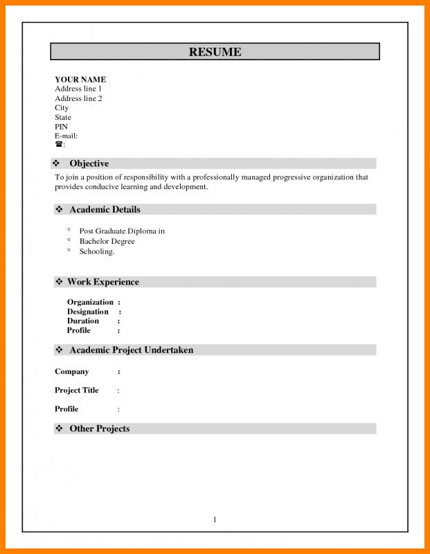 Simple Resume Format In Word Template Business