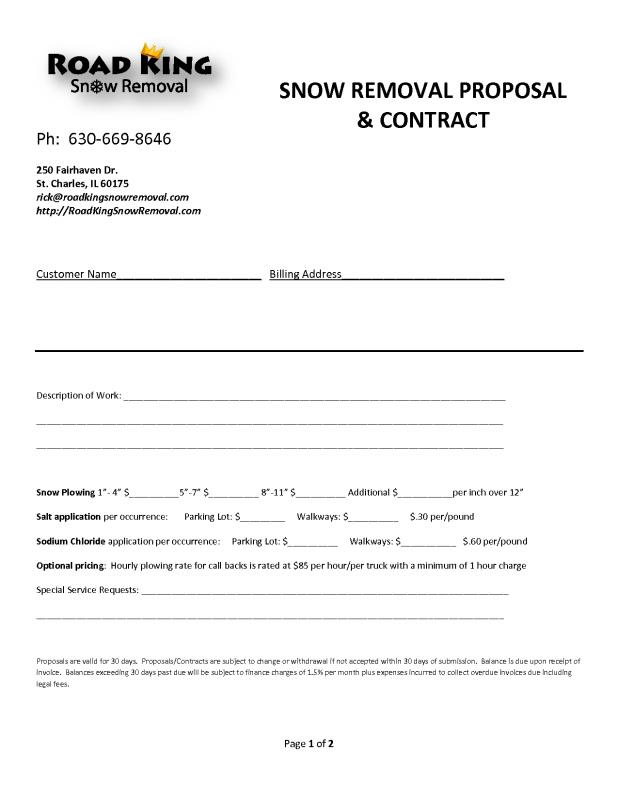 Snow Plow Contract Template Business