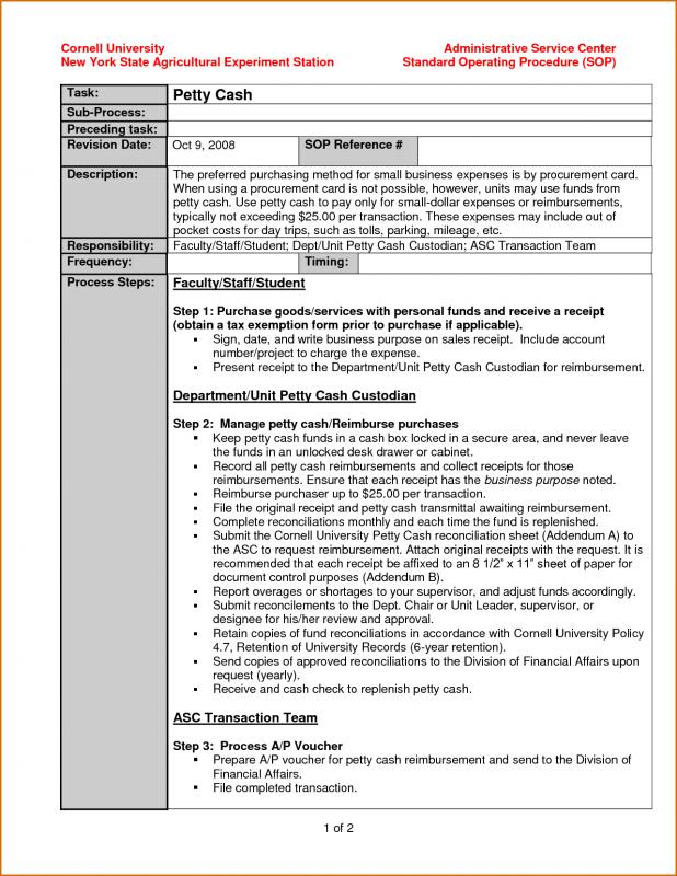 Standard Operating Procedure Example Template Business