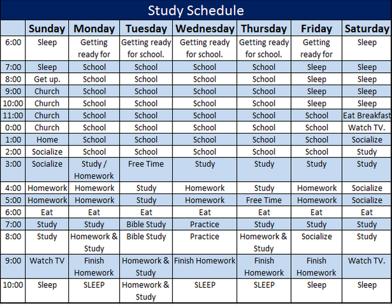 Study Schedule Maker Template Business