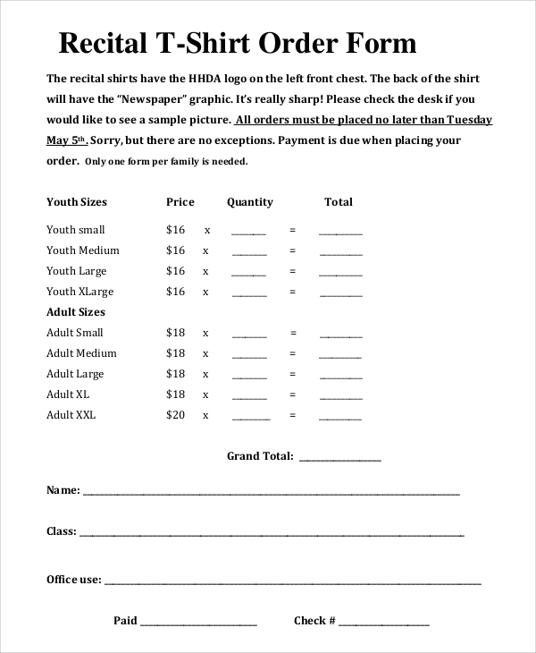 T Shirt Order Form Template Template Business