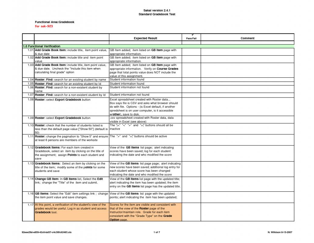 Test Plan Example Template Business