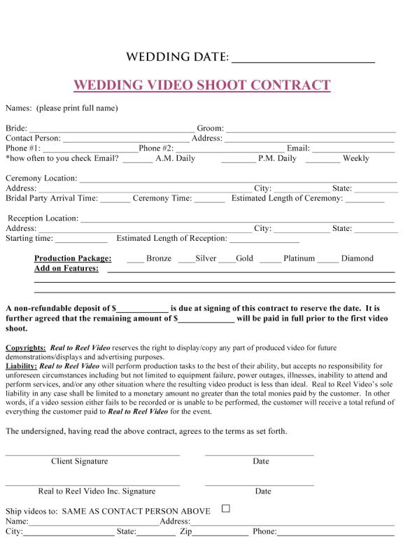 Wedding Photography Contract Pdf Template Business