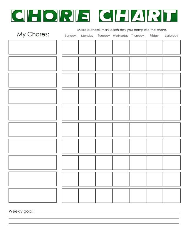 Weekly Chore Chart Template Template Business