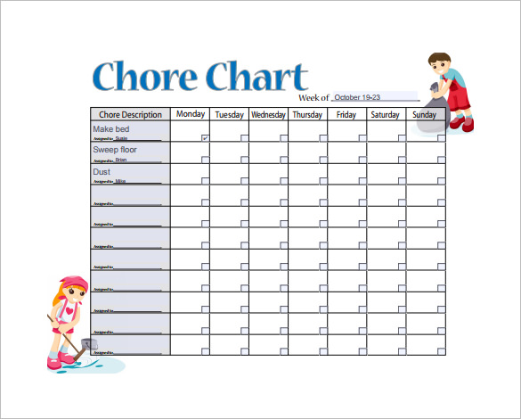 Weekly Chore Chart Template Template Business